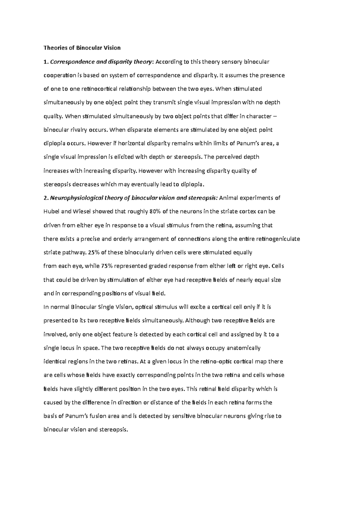 Stereopsis 6 - STERIOPSIS - Theories of Binocular Vision Correspondence ...