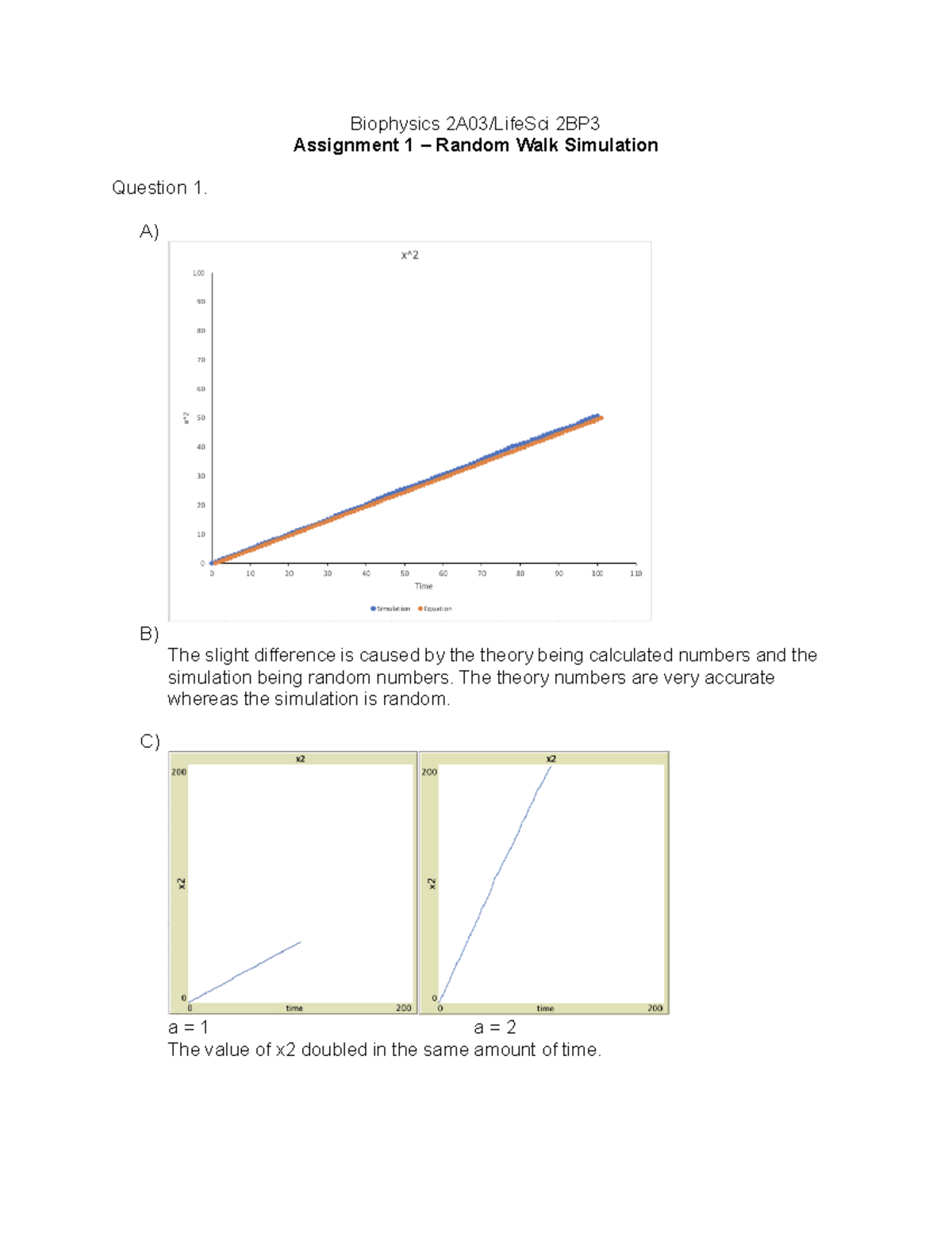 Biophysics Assignment 1 - Question 1 - Biophysics 2A03/LifeSci 2BP ...
