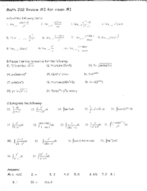 MATH 212 Exam 1 review - MATH 20200 - Studocu