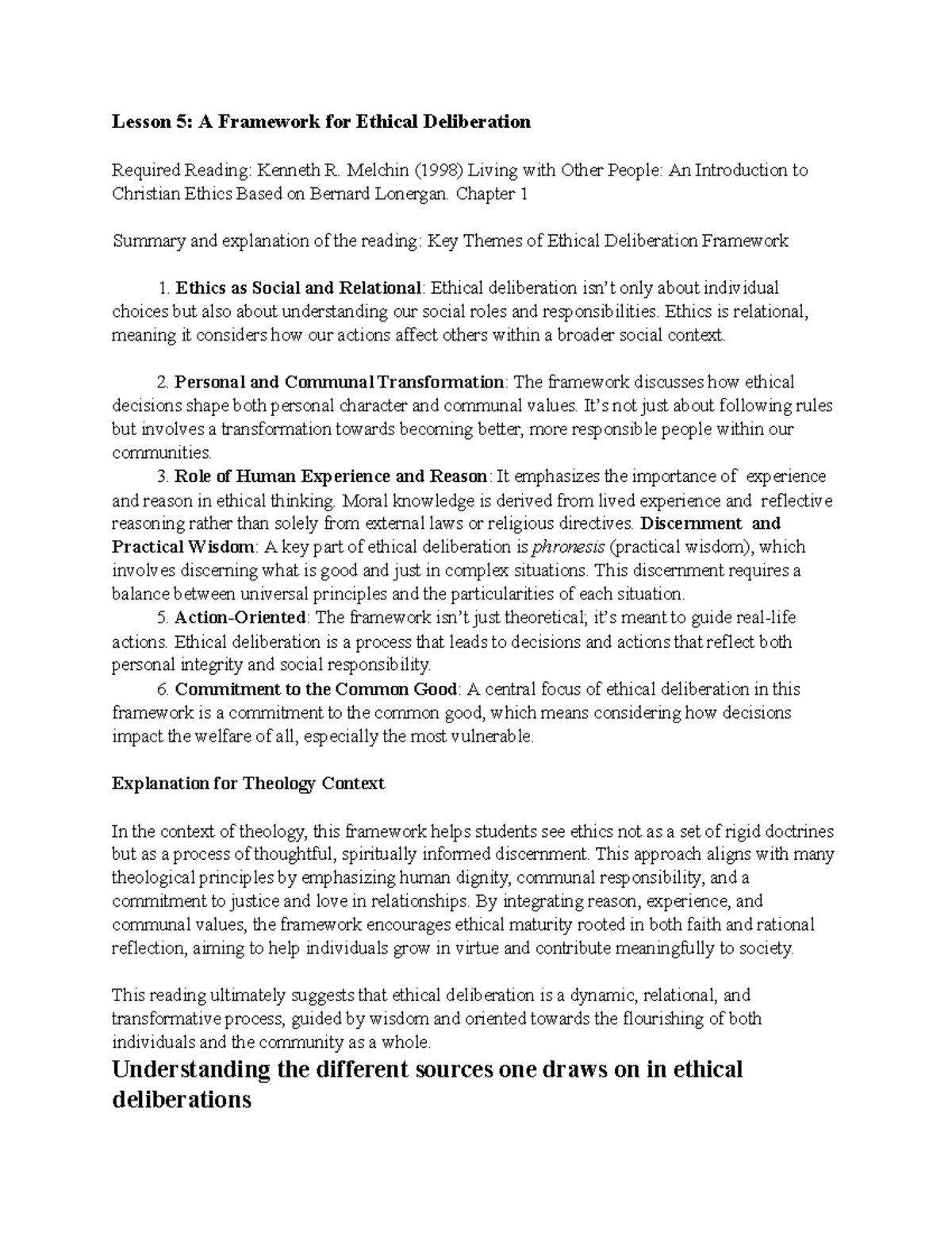 Quiz 2 - Quiz 2 cheat sheet - Lesson 5: A Framework for Ethical ...