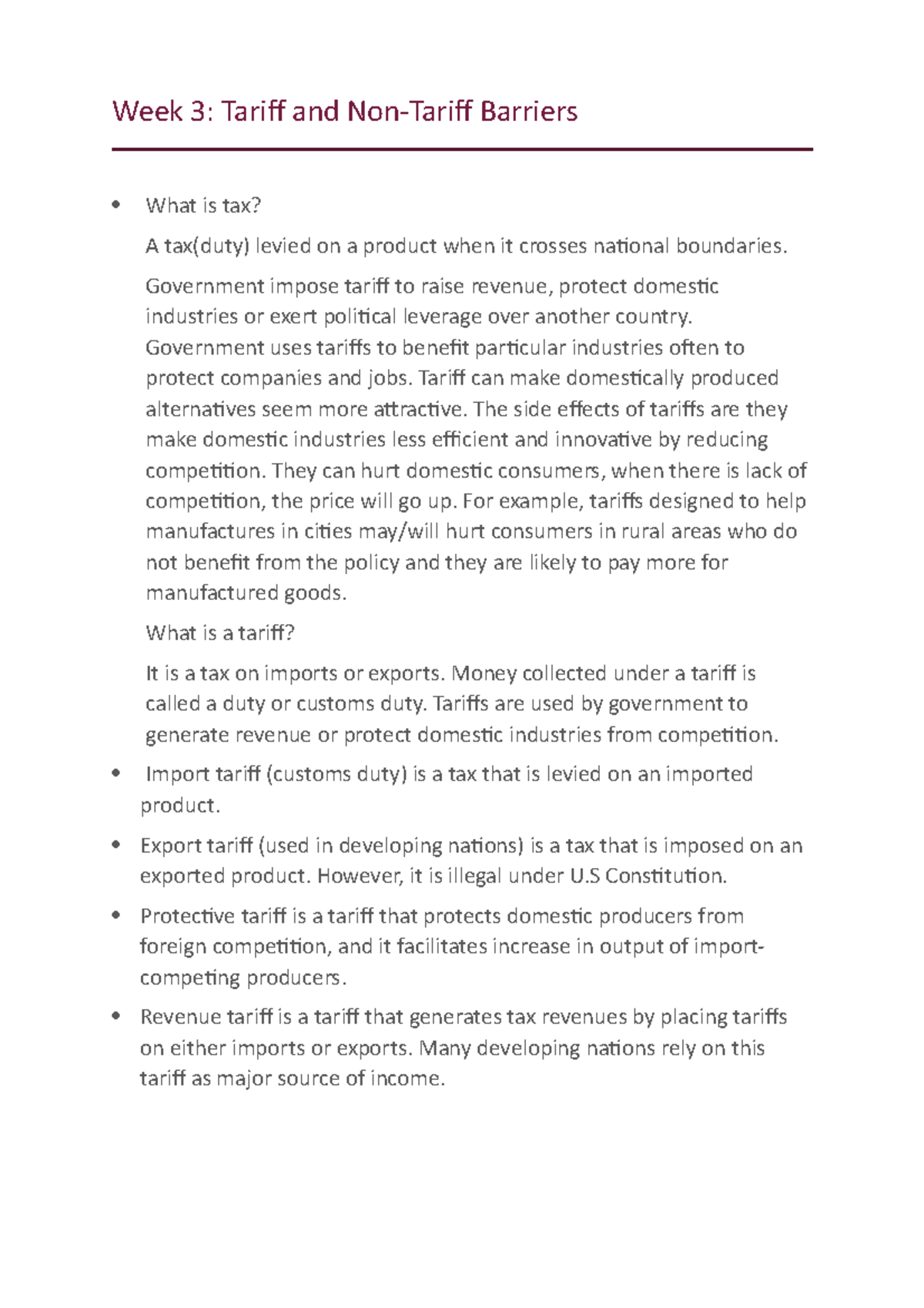 Topic 3- International Trade( Week 3) - Week 3: Tariff and Non-Tariff ...