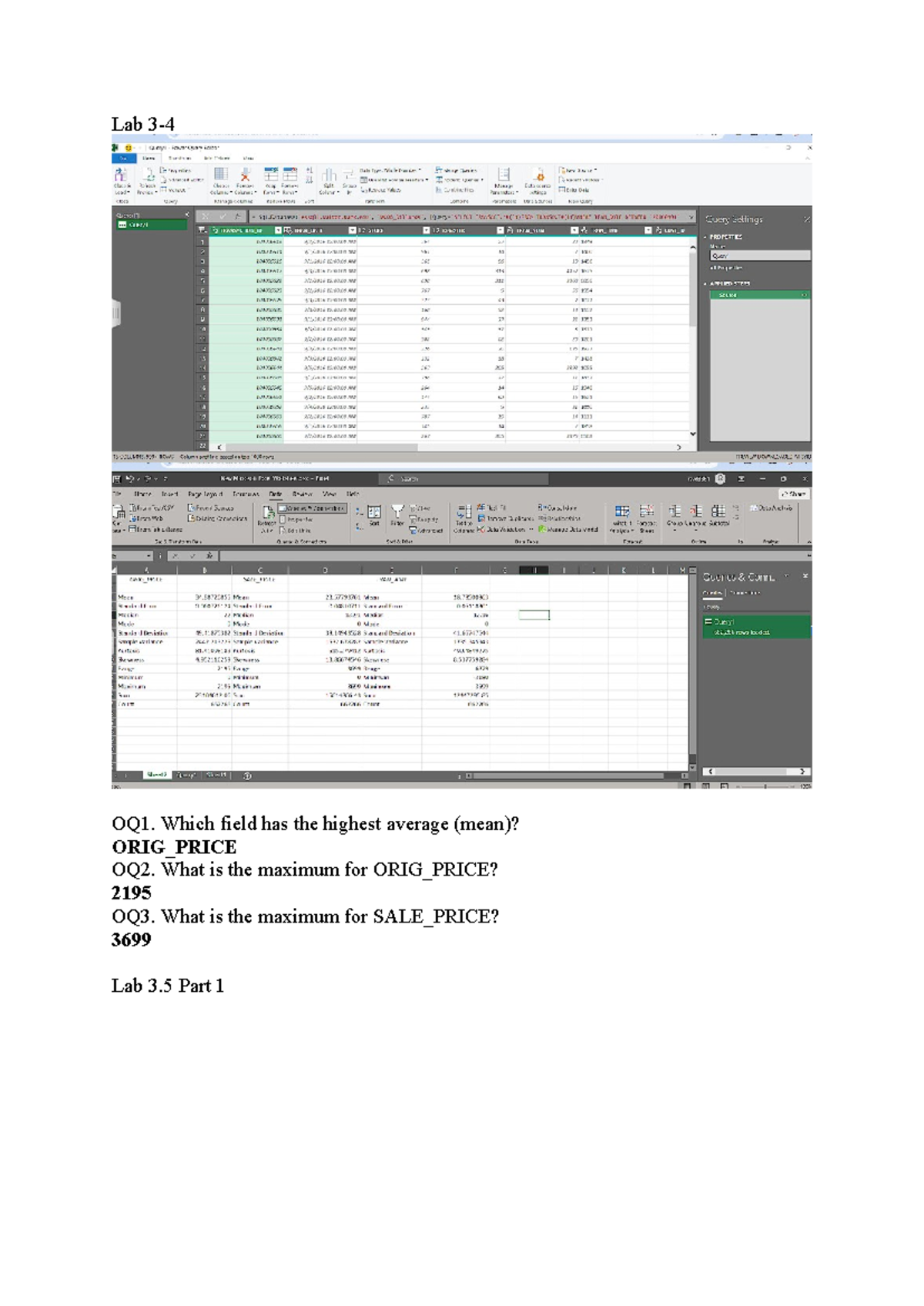 Lab 3.4-3 - csafasdfa - Lab 3- OQ1. Which field has the highest average ...