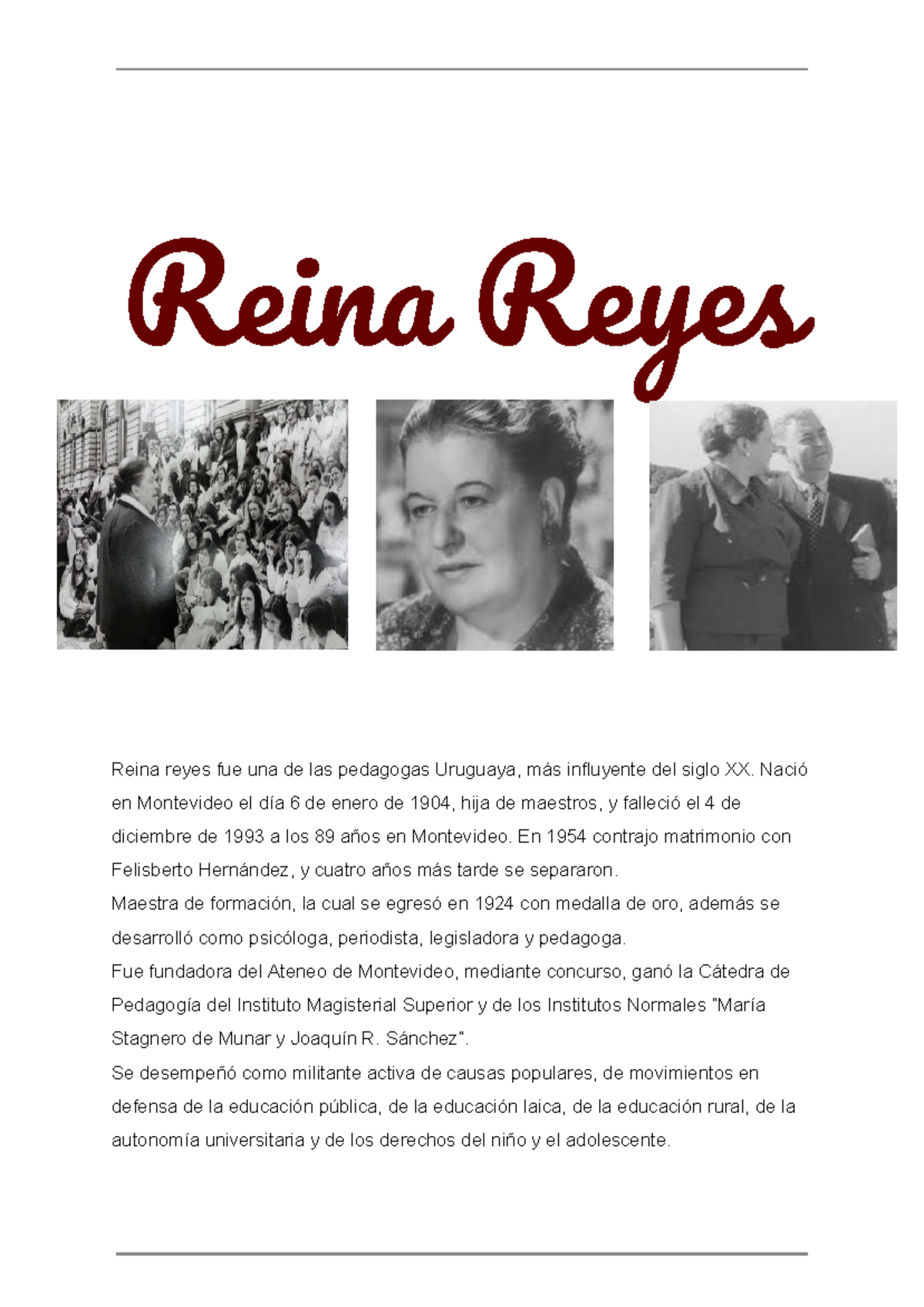 Reina reyes Biografia - Reina Reyes Reina reyes fue una de las ...