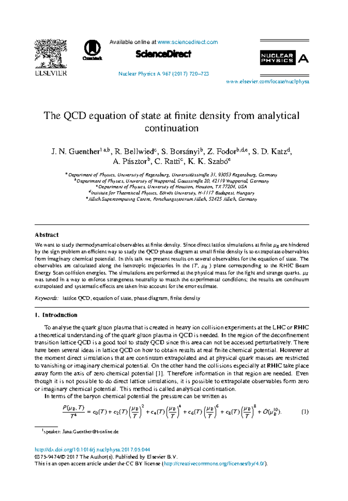 Lattice QCDfinite Mu-Gunther 2017 a - The QCD equation of state at ...