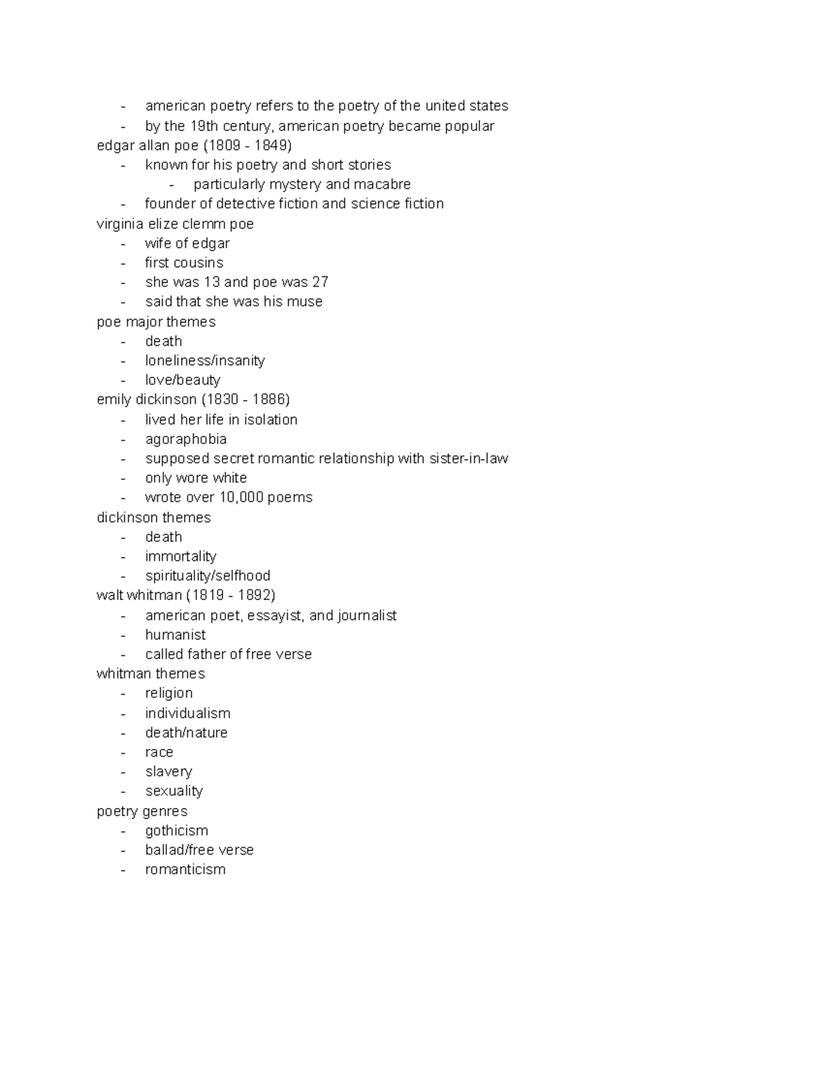 American poetry - class notes - american poetry refers to the poetry of ...