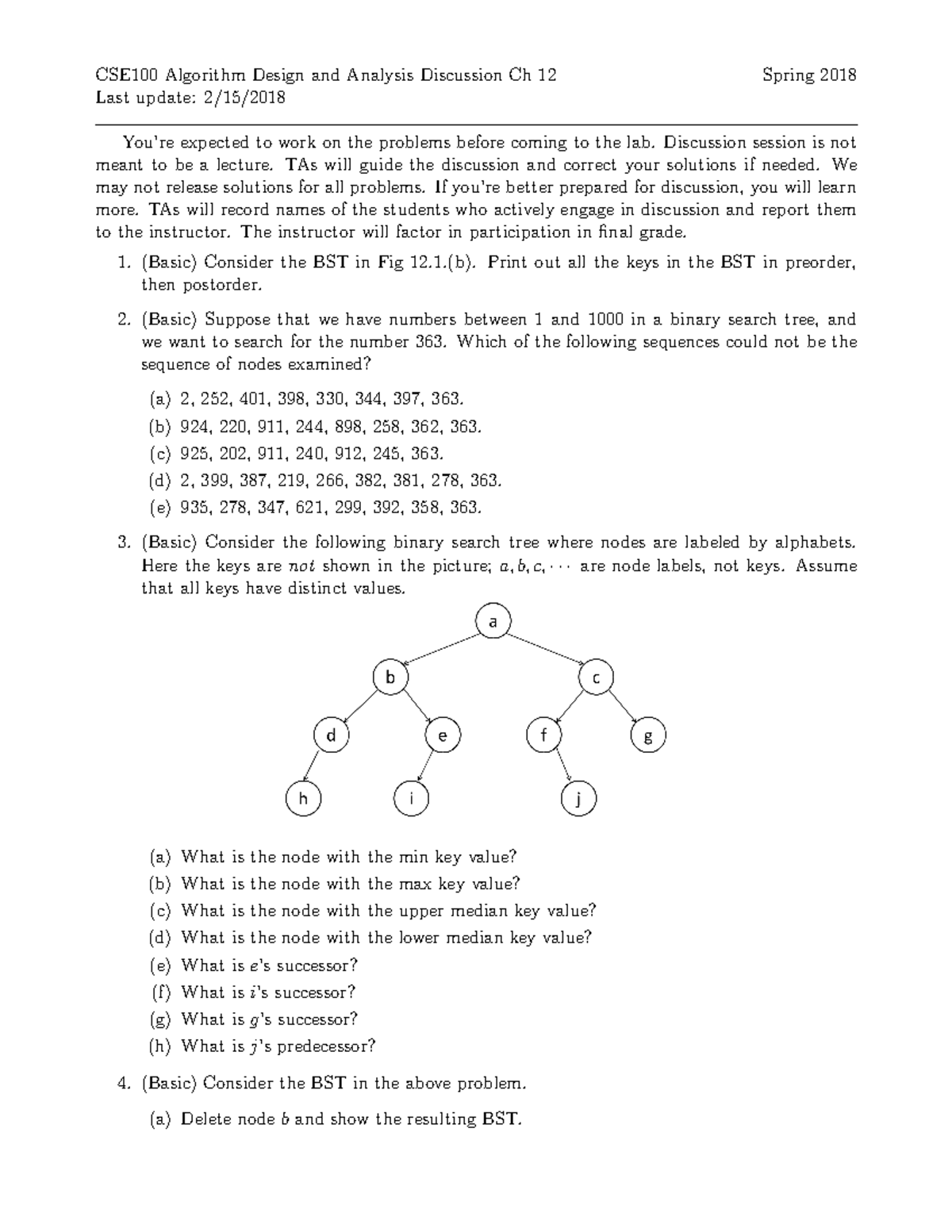 Discussion Ch12 Professor Sungjim Im Cse100 Algorithm Design And