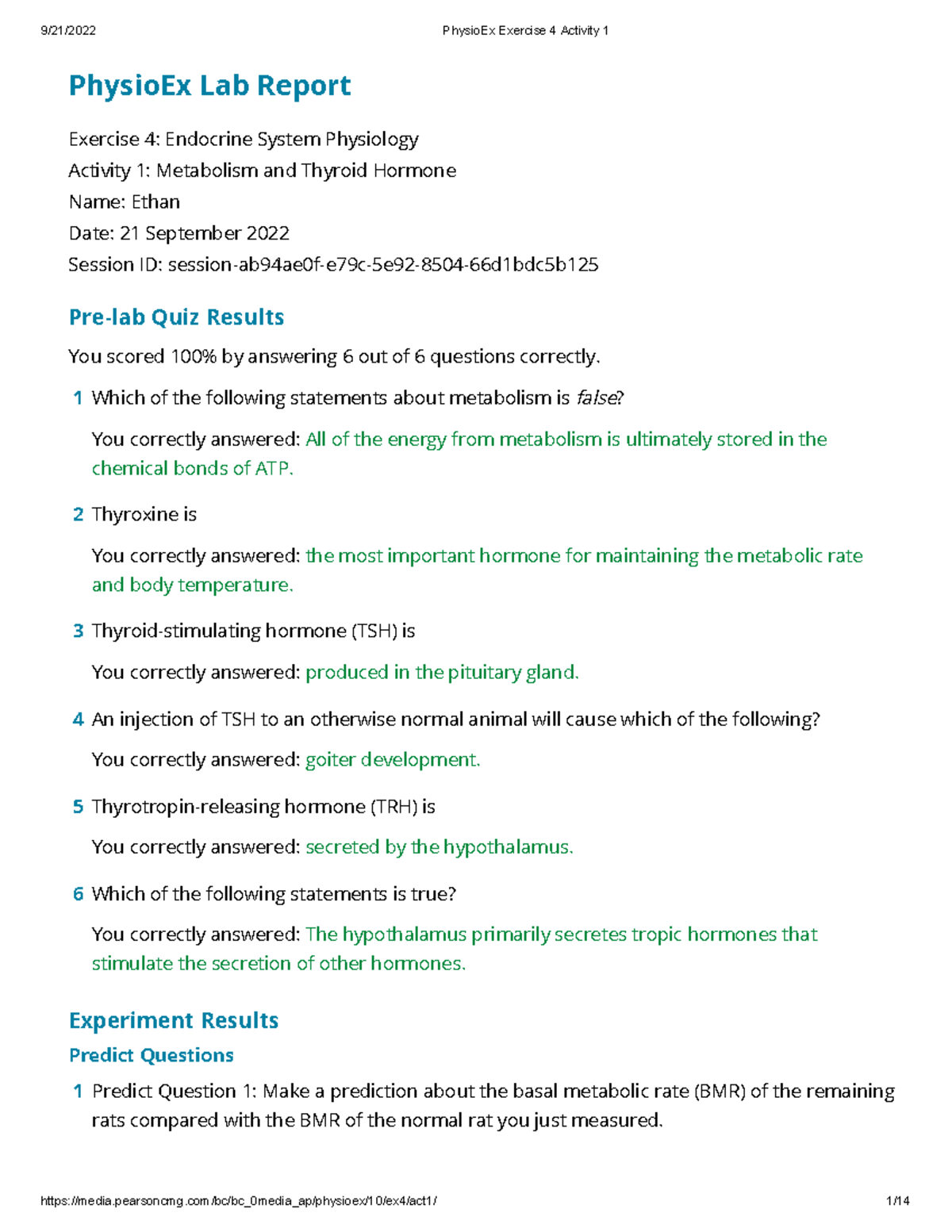 Physio Ex Exercise 4 Activity 1 - PhysioEx Lab Report Exercise 4 ...