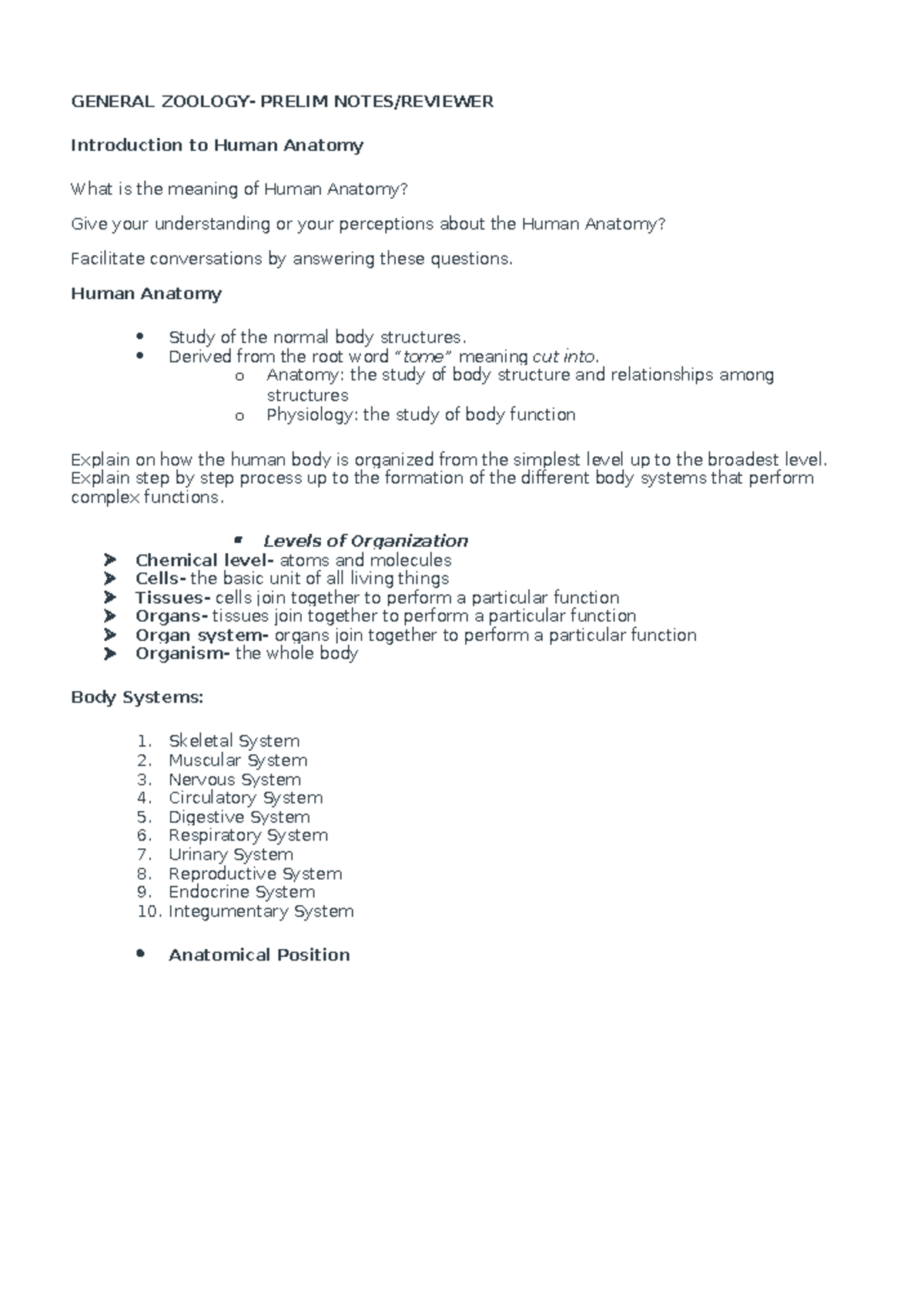 Genzoo 111- Reviewer - Our Lady of Fatima University - GENERAL ZOOLOGY ...