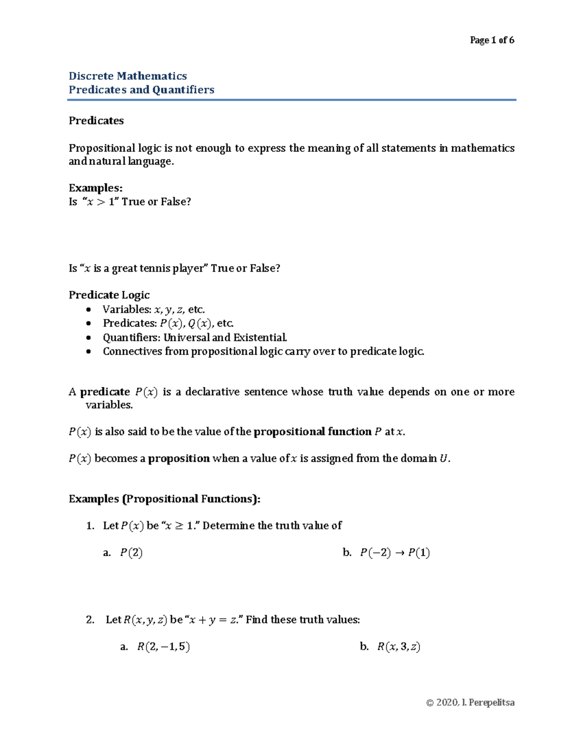 3336S14 - Test questions - Discrete Mathematics Predicates and ...