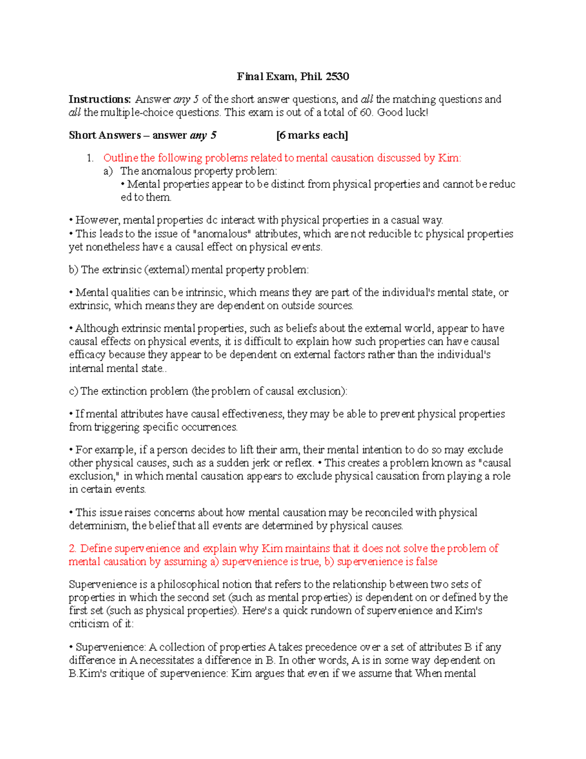 Final exam, 2530 - exam given by brian mcpaterson - Final Exam, Phil ...