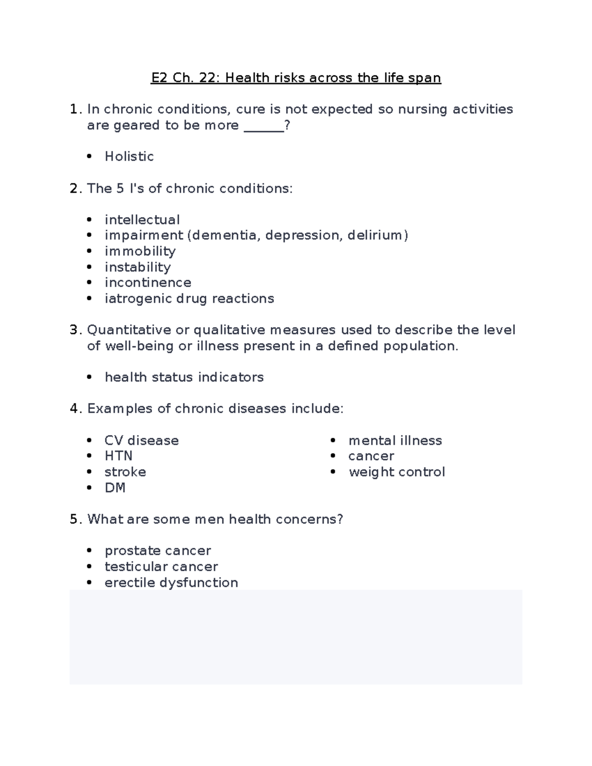 E2 Ch 22 Health risks across the life span - E2 Ch. 22: Health risks ...