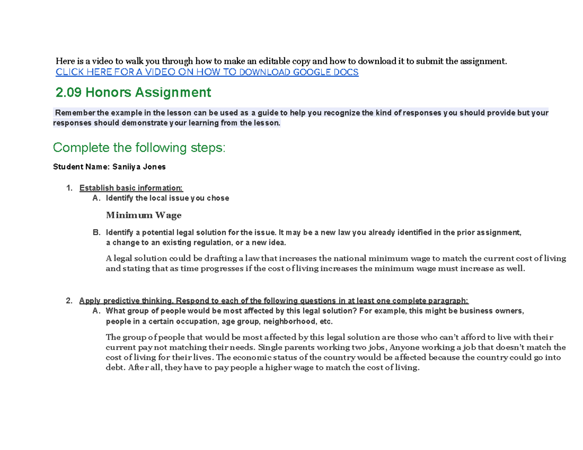 Copy of 2.09 Honors template - Here is a video to walk you through how ...