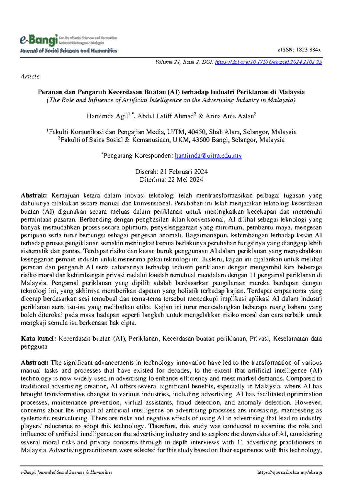 Ctu 1 - article for science and technology - eISSN: 1823-884x Volume 21 ...