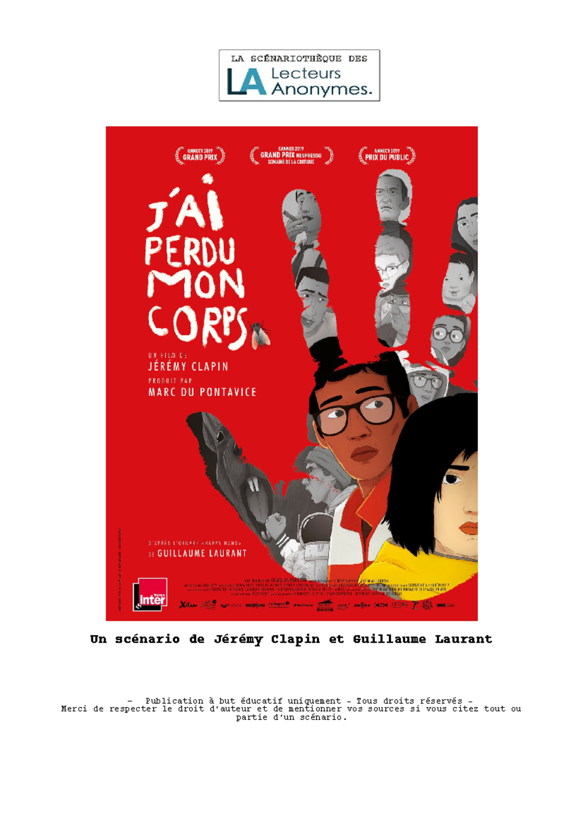 Jai perdu mon corps - un scenart de cinéma - Un scénario de Jérémy ...