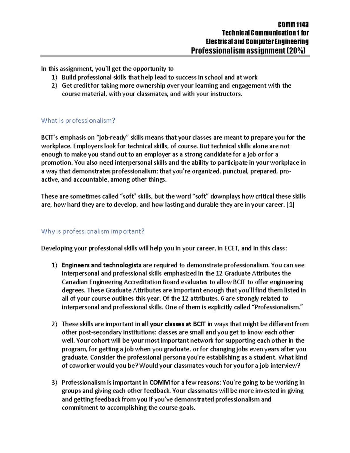 COMM 1143 professionalism assignment Victor Mendez A01399698 - COMM 1143 Technical Communication ...