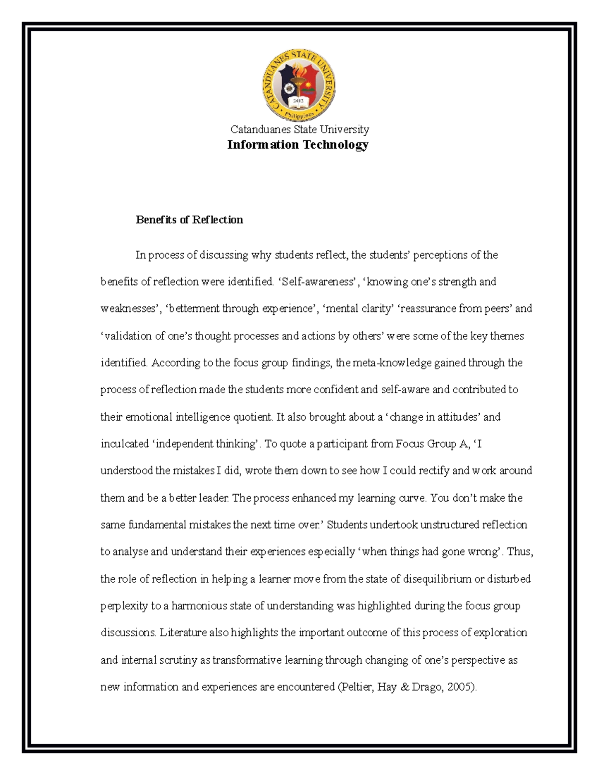 Benefits of Reflection - Information Technology Benefits of Reflection ...