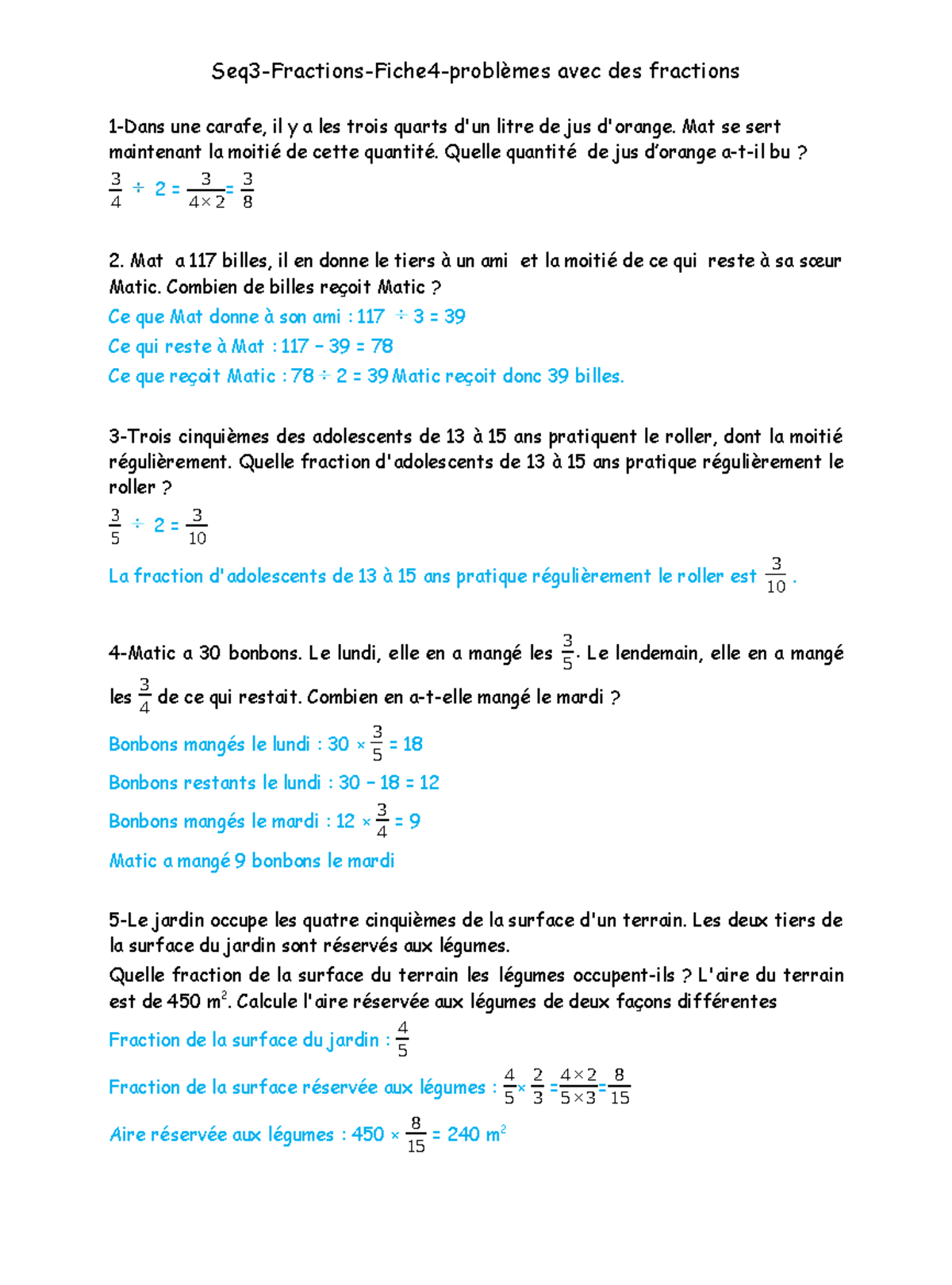 1 - devoirs de mathematiques avec fractions - Seq3-Fractions-Fiche4 ...