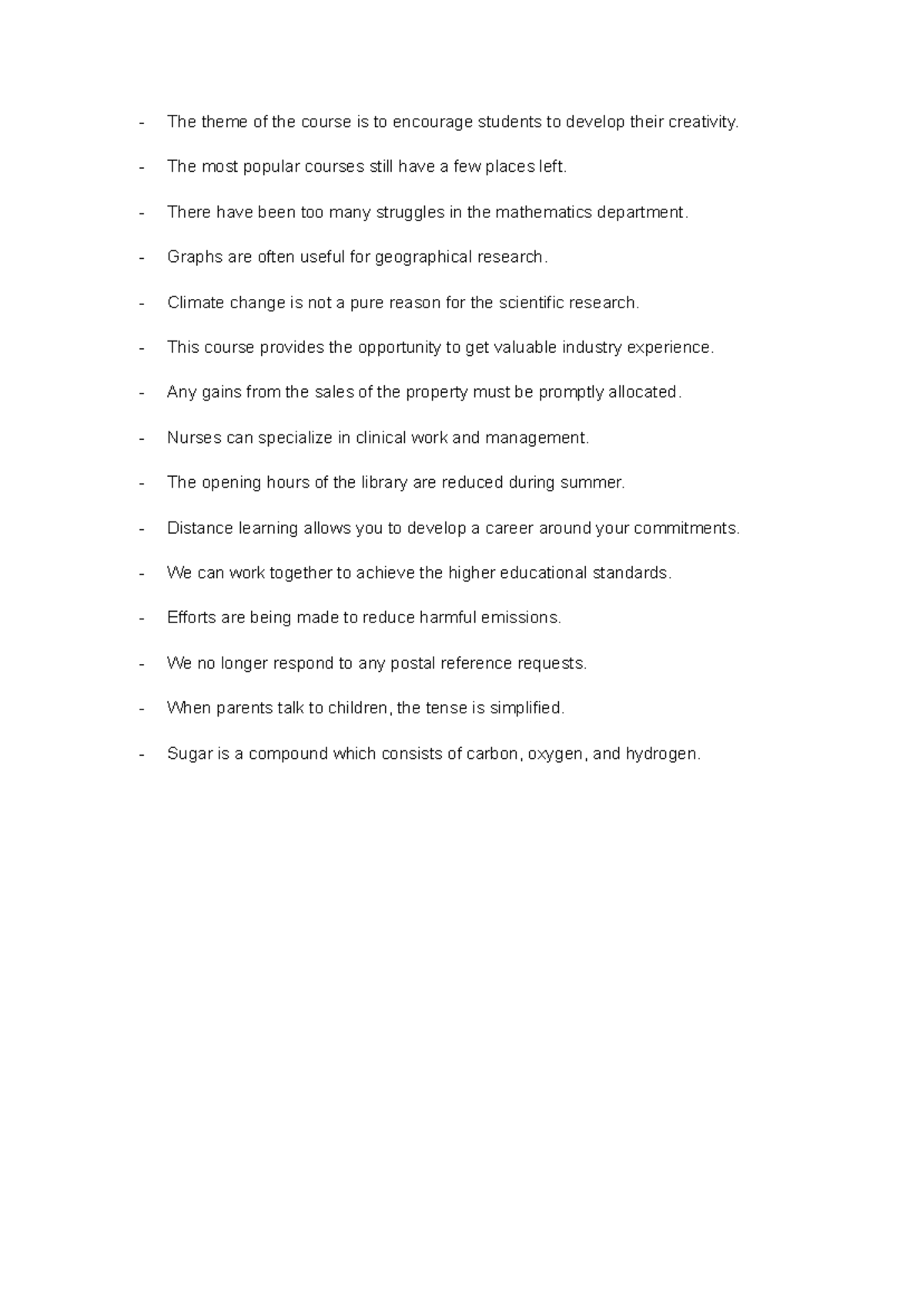 15 sentences - The theme of the course is to encourage students to ...