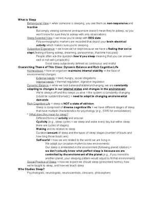 Sep. 12 – Sleep architecture 2, introduction to neurobiology of sleep ...