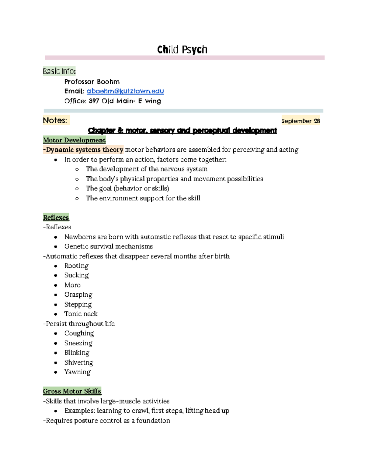 Child Psych Notes Pt. 2 - teacher= Boehm - Cil Pyh Bac In: Professor ...