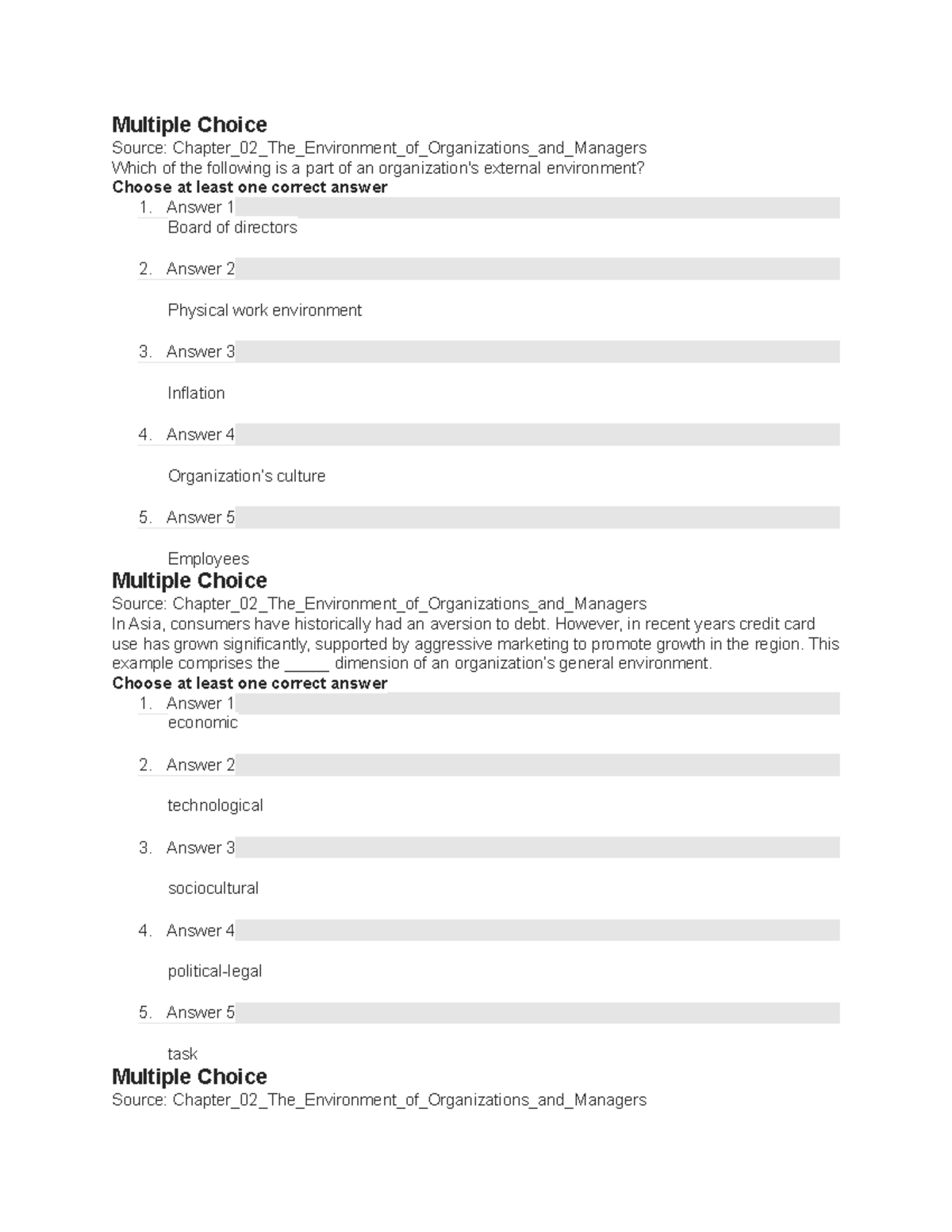 Students Chapter 02 The Environment of Organizations and Managers ...