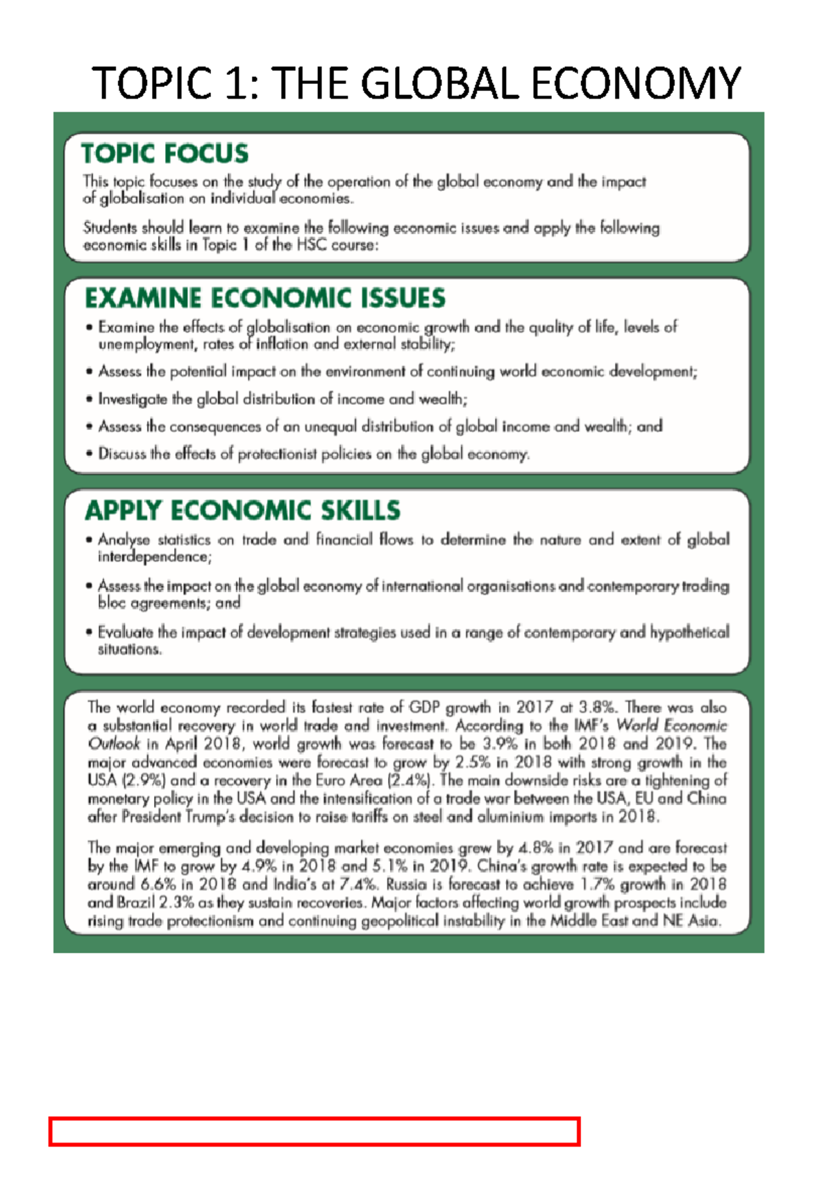 Topic 1 - HSC - TOPIC 1: THE GLOBAL ECONOMY Trade Trade has played a ...
