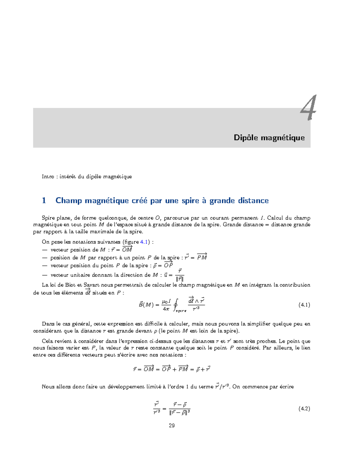 Cours de magnétostatique chapitre 4 - 4 Dipˆole magn ́etique Intro ...