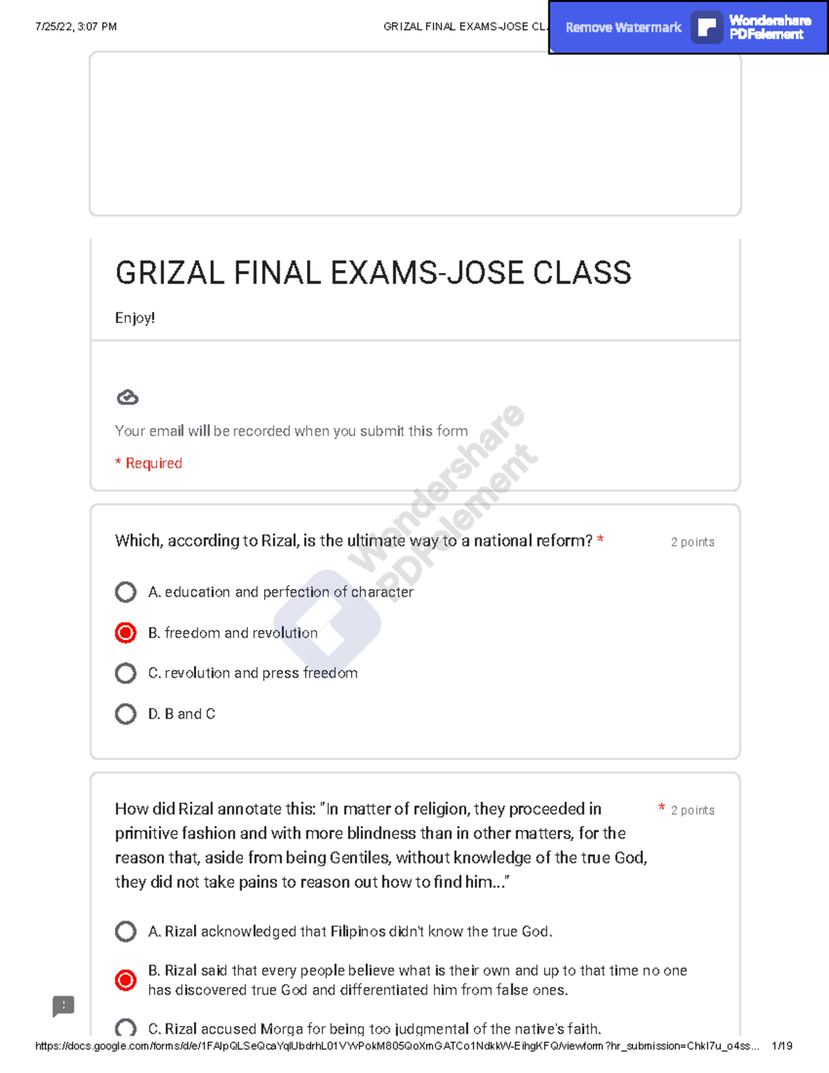 Grizal Final Exams-JOSE Class-Copy - - Studocu