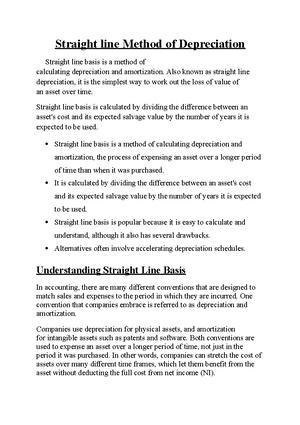 Straight line Method of Depreciation - Straight line Method of ...
