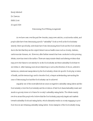 Nutr 2040 group project - Clemson University Special Topics Project ...