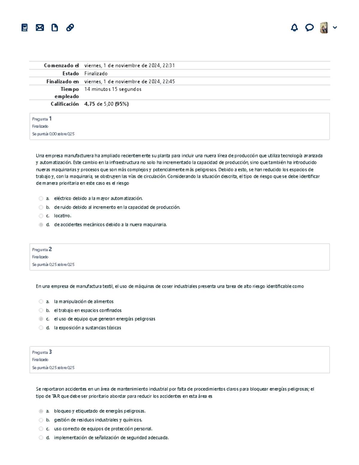 Cuestionario unidad 1 - examen - Comenzado el viernes, 1 de noviembre ... Cuestionario unidad 1 - examen - Comenzado el viernes, 1 de noviembre ...