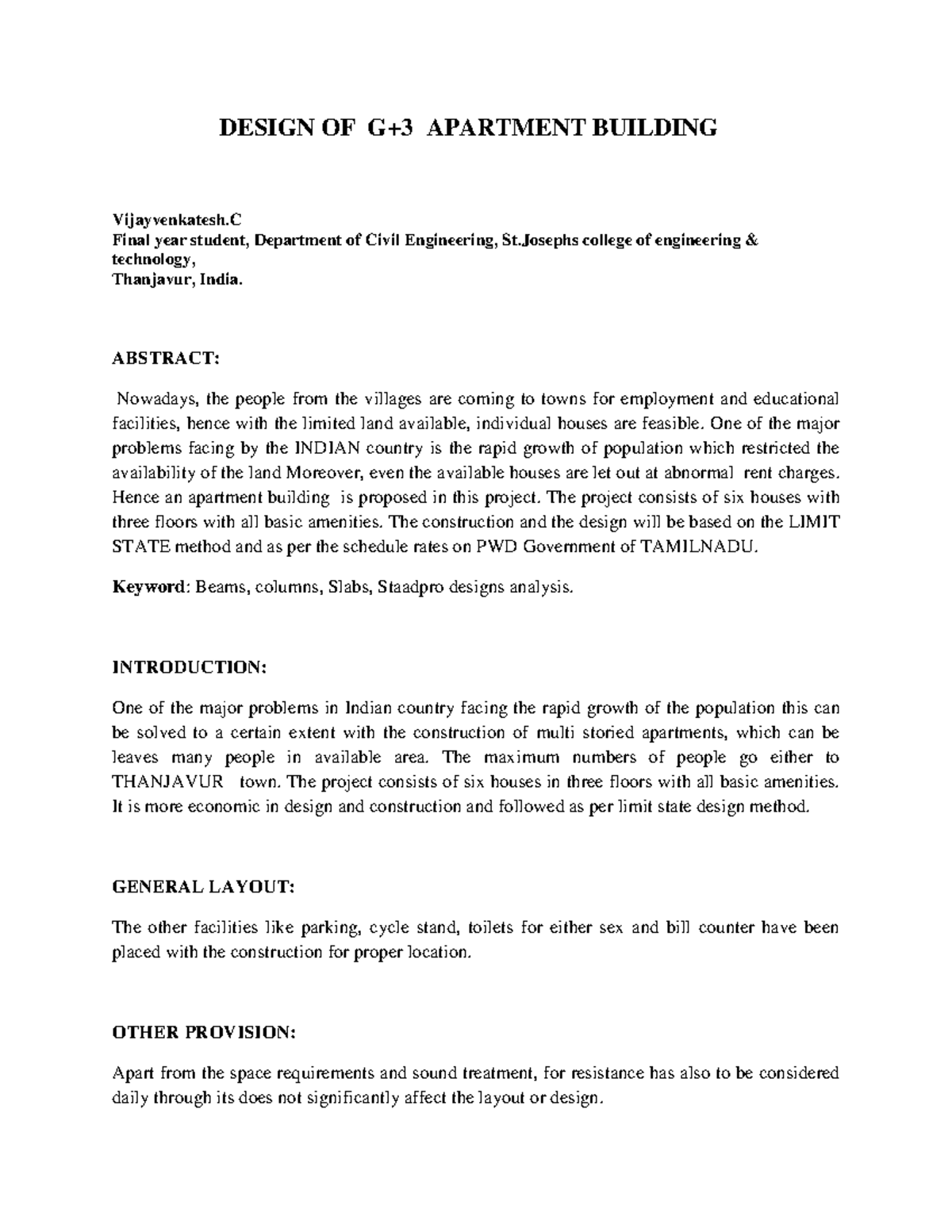 Design OF G 3 Apartment Building - DESIGN OF G+3 APARTMENT BUILDING ...