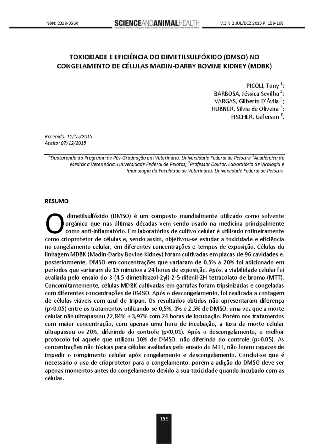 6585-Texto do artigo-22738-2-10-2018 1101 - TOXICIDADE E EFICIÊNCIA DO DIMETILSULFÓXIDO (DMSO ...