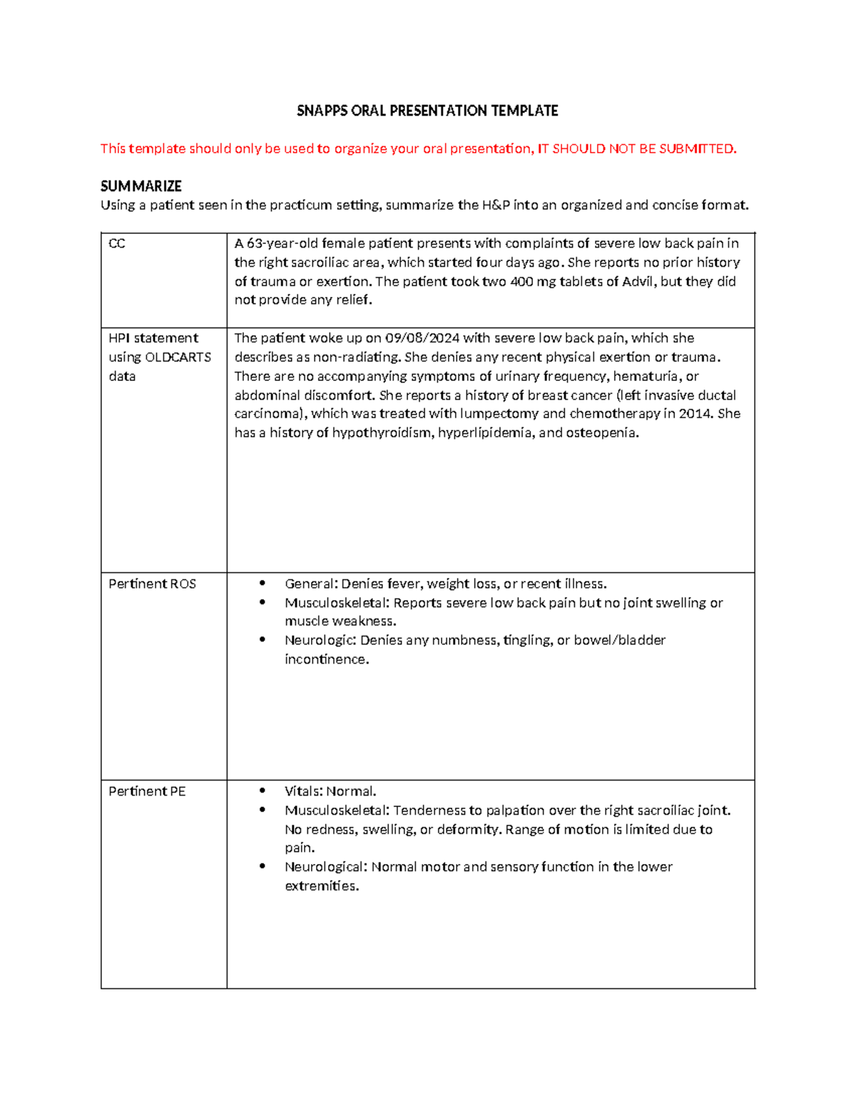 FNP Snapps Template for Oral Presentation - SNAPPS ORAL PRESENTATION ...