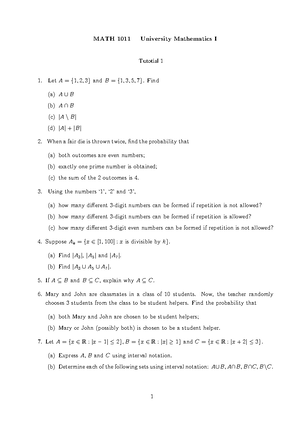 assignment 1 homework - University mathematics I - Studocu