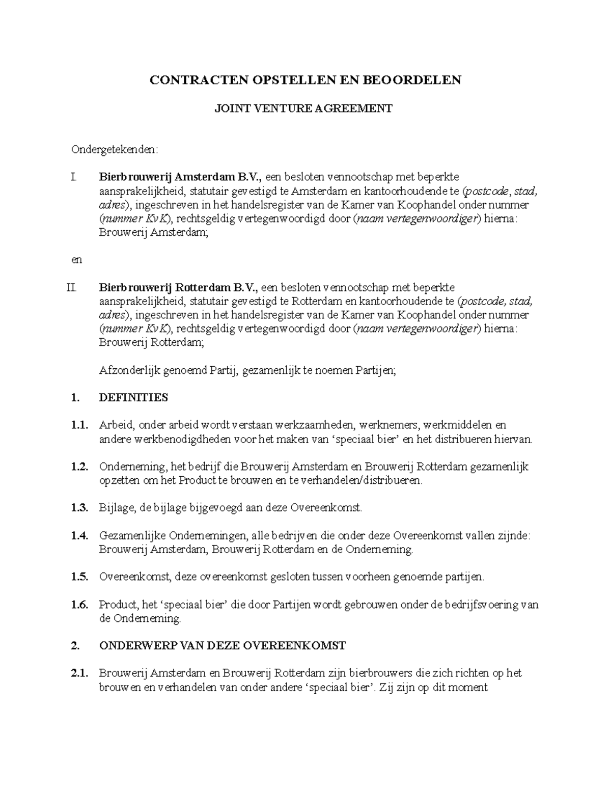 Eindopdracht contracten opstellen en beoordelen - CONTRACTEN OPSTELLEN ...