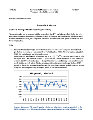 ECON302PS1 - Solutions to Problem Set 1 - ECON 302 Intermediate Macroeconomic Analysis - Studocu