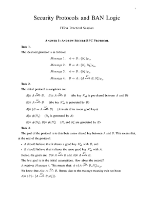 Protocols Practical 1 - Andrew Secure RPC - 1 Security Protocols and BAN Logic ITRA Practical ...