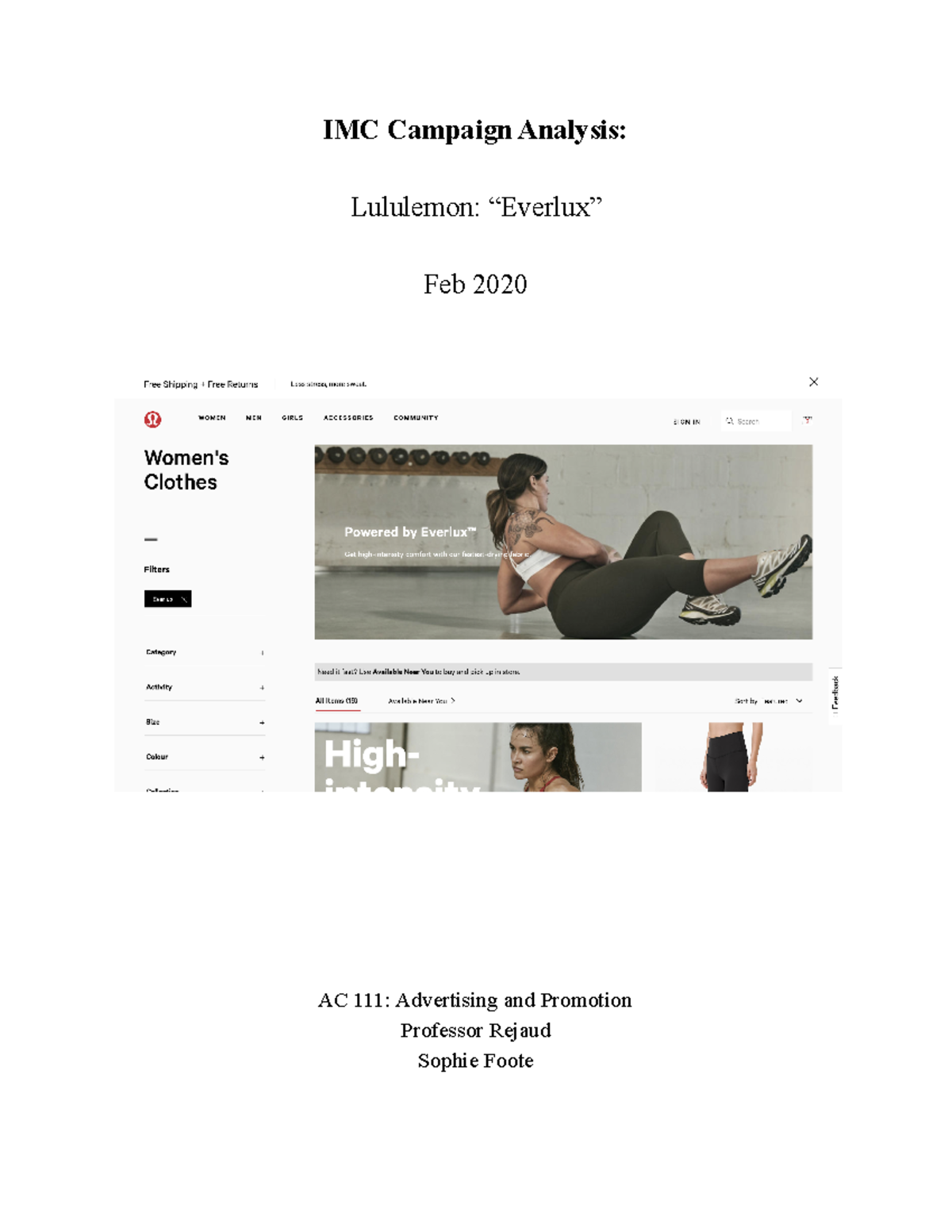 AC111 Advertising and Promotion Module 2 Assignment - IMC Campaign ...