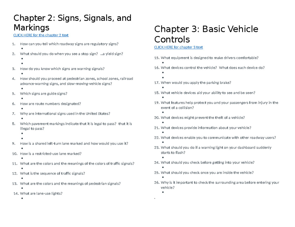 8 Chapter 2 and 3 revisit - Chapter 2: Signs, Signals, and Markings ...