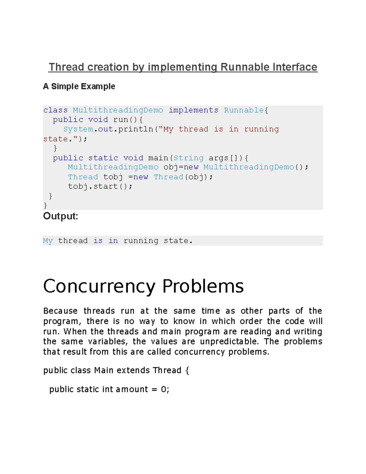 Thread Creation By Implementing Runnable Interface Out My Thread Is