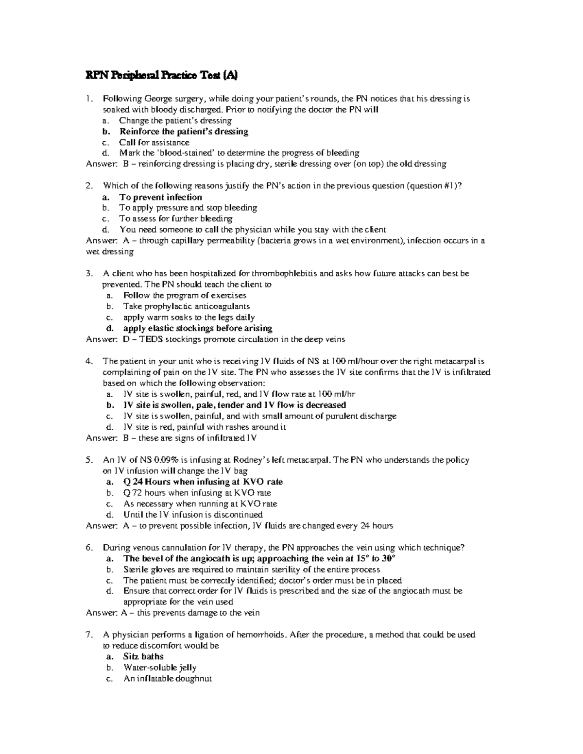 RPN - Peripheral Practice Test (A) - RPN Peripheral Practice Test (A ...