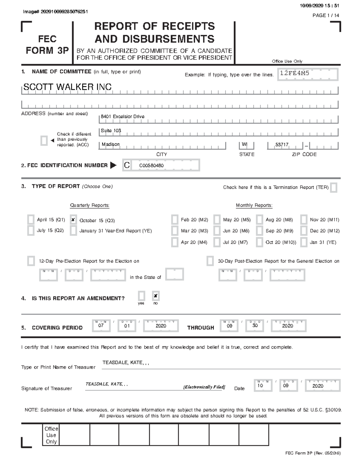 Scott walker - readreadread - Office Use Only NOTE: Submission of false ...