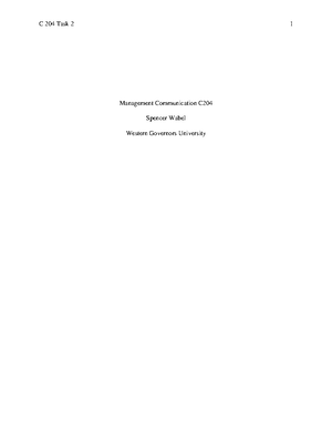 C204 Task 1 Complete - Task 1 - Management Communications Task 1 ...