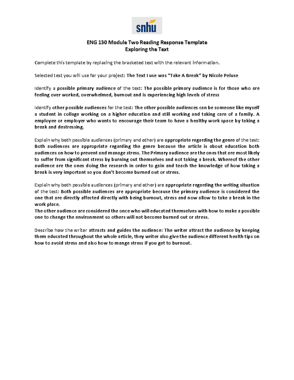 ENG 130 Module Two Reading Response Template - ENG 130 Module Two ...