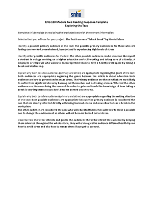 [Solved] list the two audiences for take a break by nicole peluse For ...