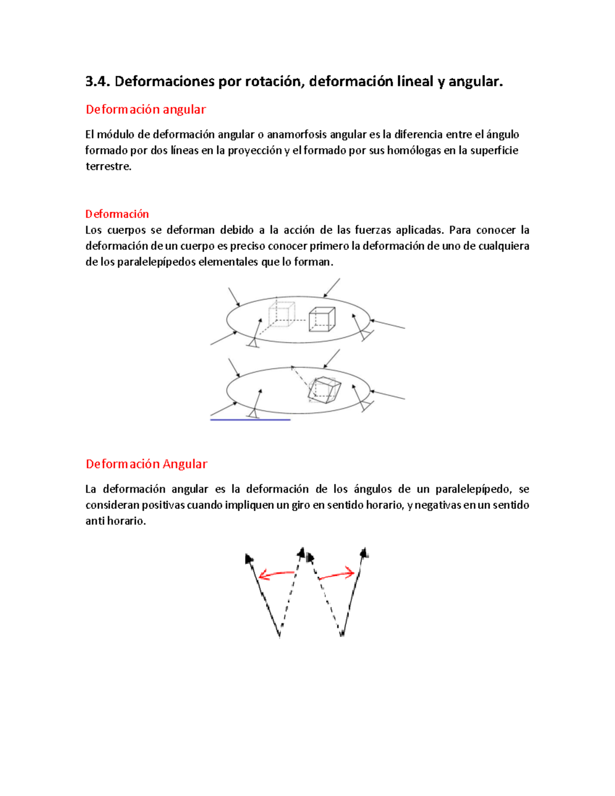 DEFORMACIONES DE MECANICA - 3. Deformaciones por rotación, deformación lineal y angular ...