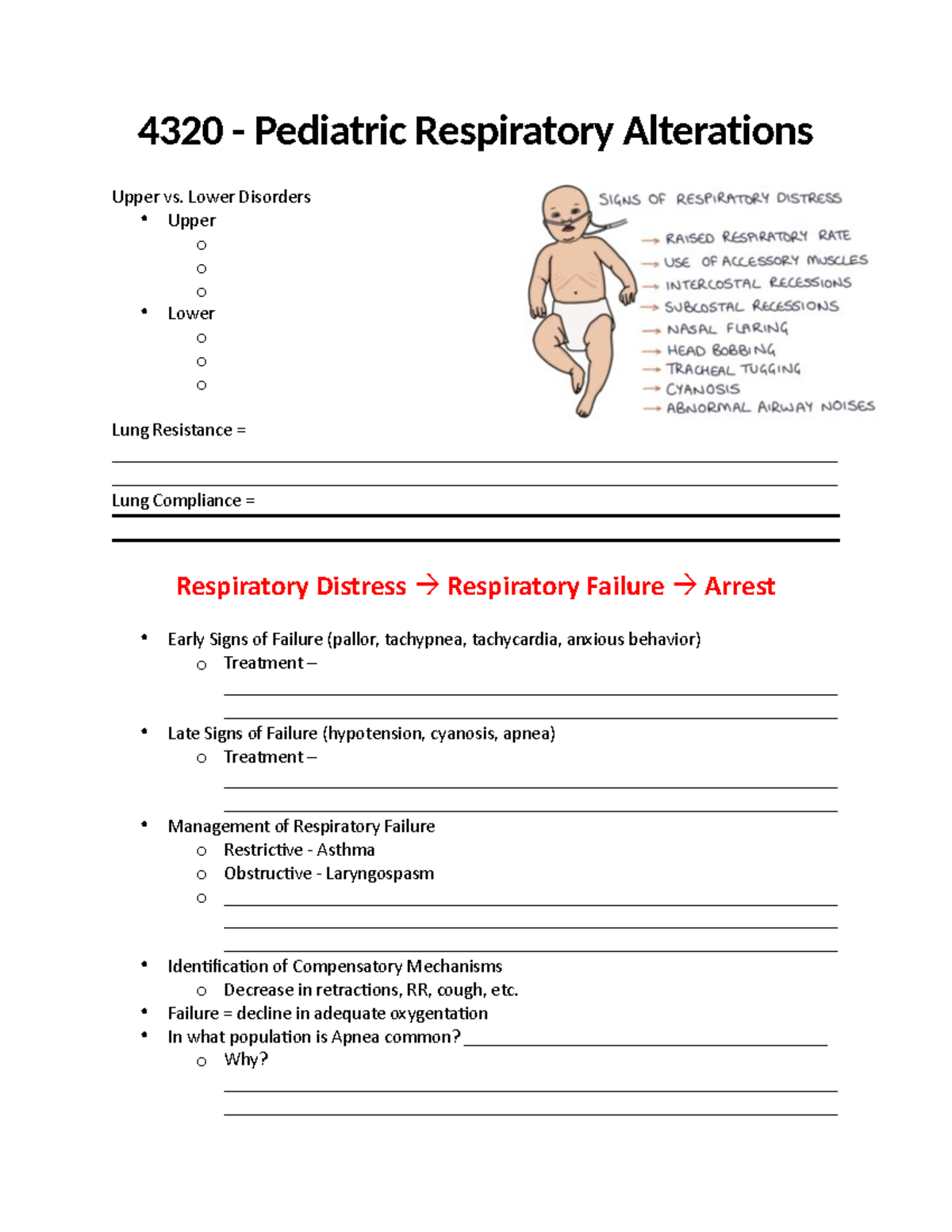 Peds Respiratory Study Guide PDF - 4320 - Pediatric Respiratory ...