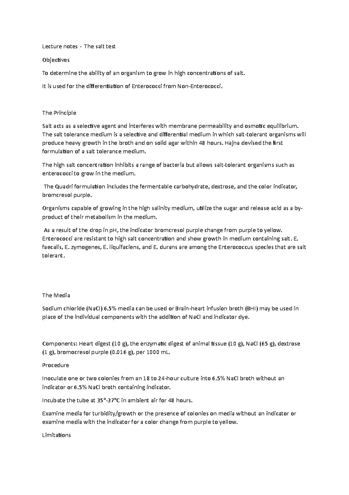 Lecture notes - The salt test - Lecture notes - The salt test ...