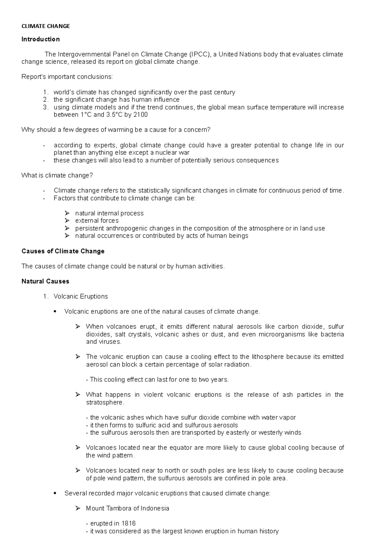 STS-Climate Change - CLIMATE CHANGE Introduction The Intergovernmental ...